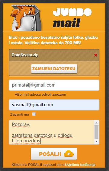 Kako poslati velike datoteke mailom? JUMBO mail ili WeTransfer